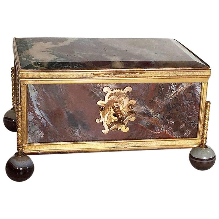 Continental 19th Century Onyx and Gilt Metal Mounted Table Box at 1stDibs