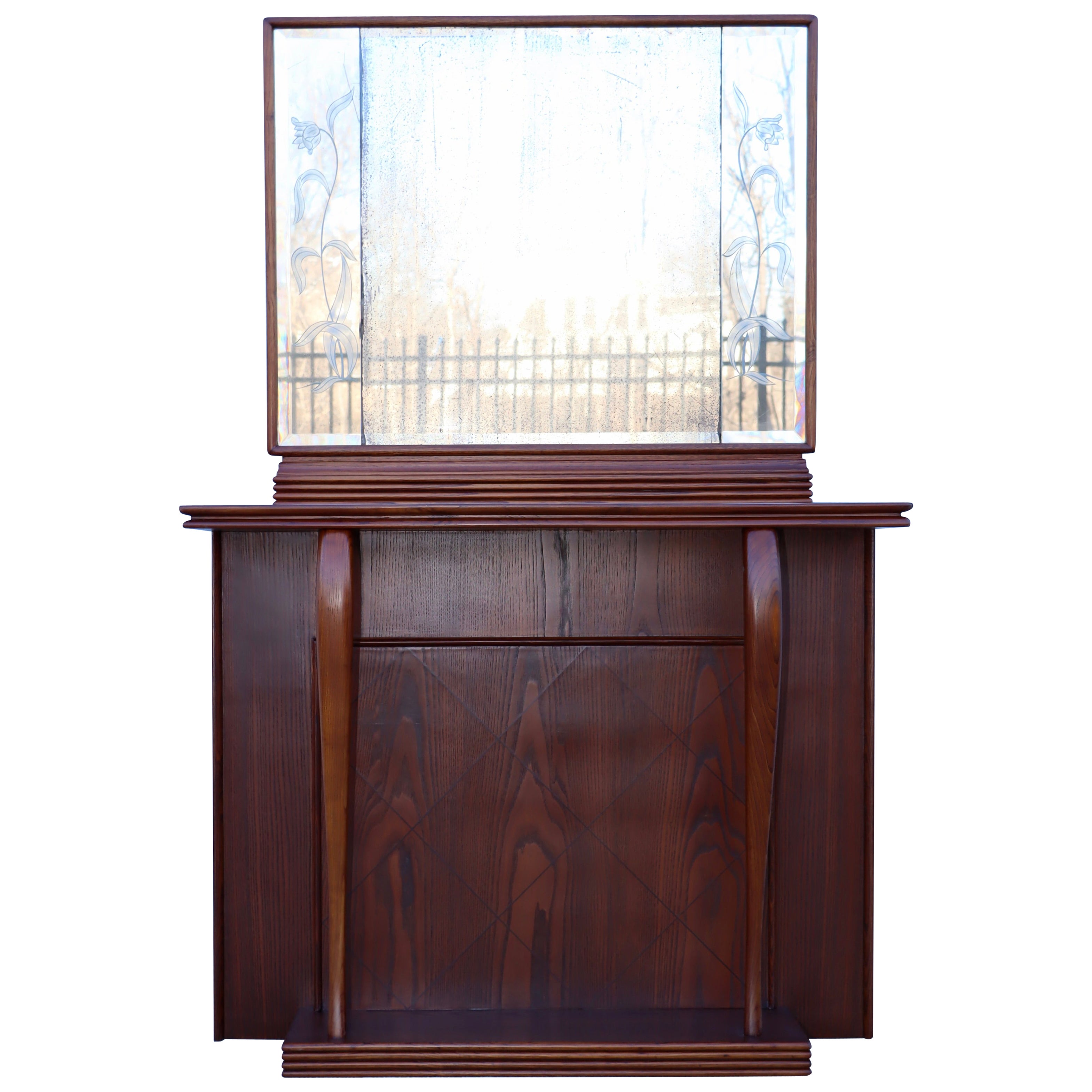 1940's Art-Deco Style Italian Hallway Console And Mirror Ico Parisi ...