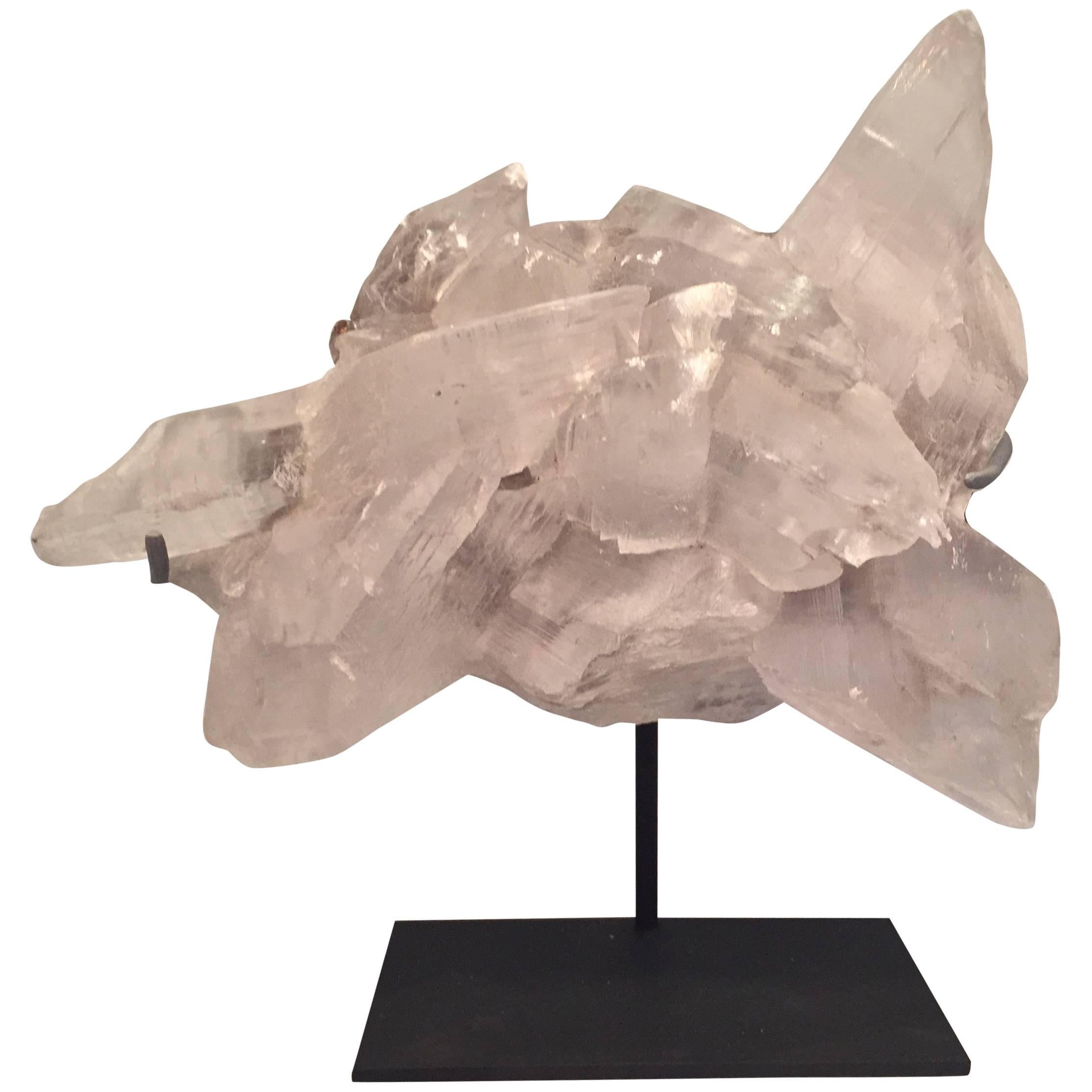 Selenite Quartz Crystal Specimen on a Custom Mount at 1stDibs
