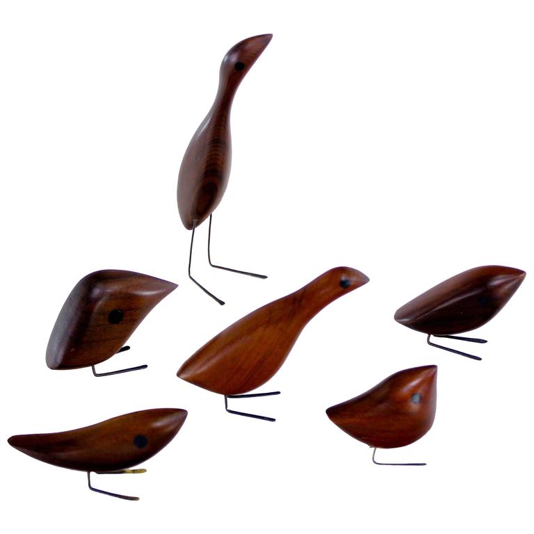 Set of Six Wooden Birds by Jacob Herman at 1stDibs