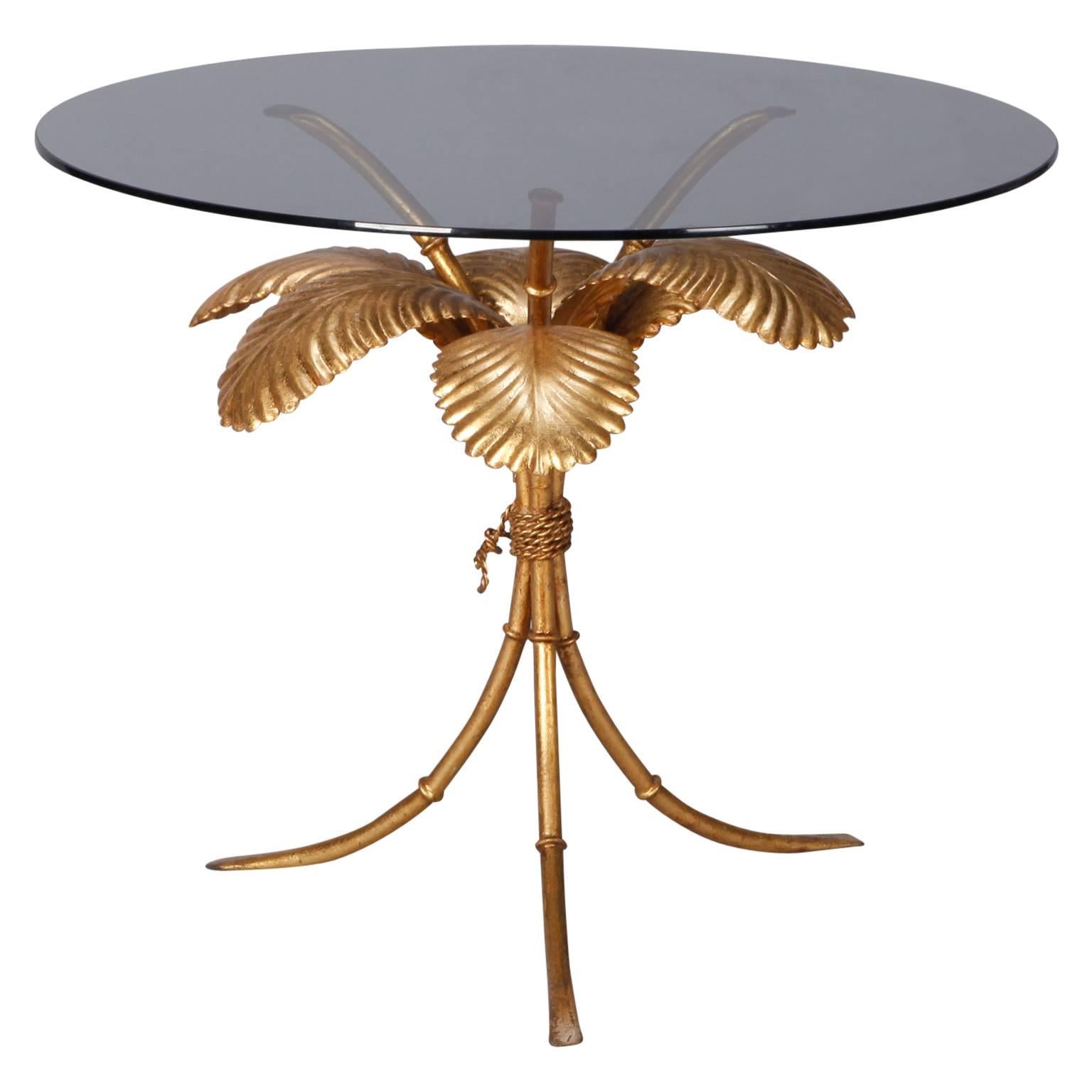 Vintage Gilt Metal Palm Tree Side Table, Italy, 1960s at 1stDibs