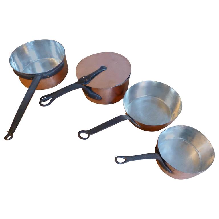 Magnificent Set of Re-Tinned Antique Copper Pans, Copper Pots at 1stDibs