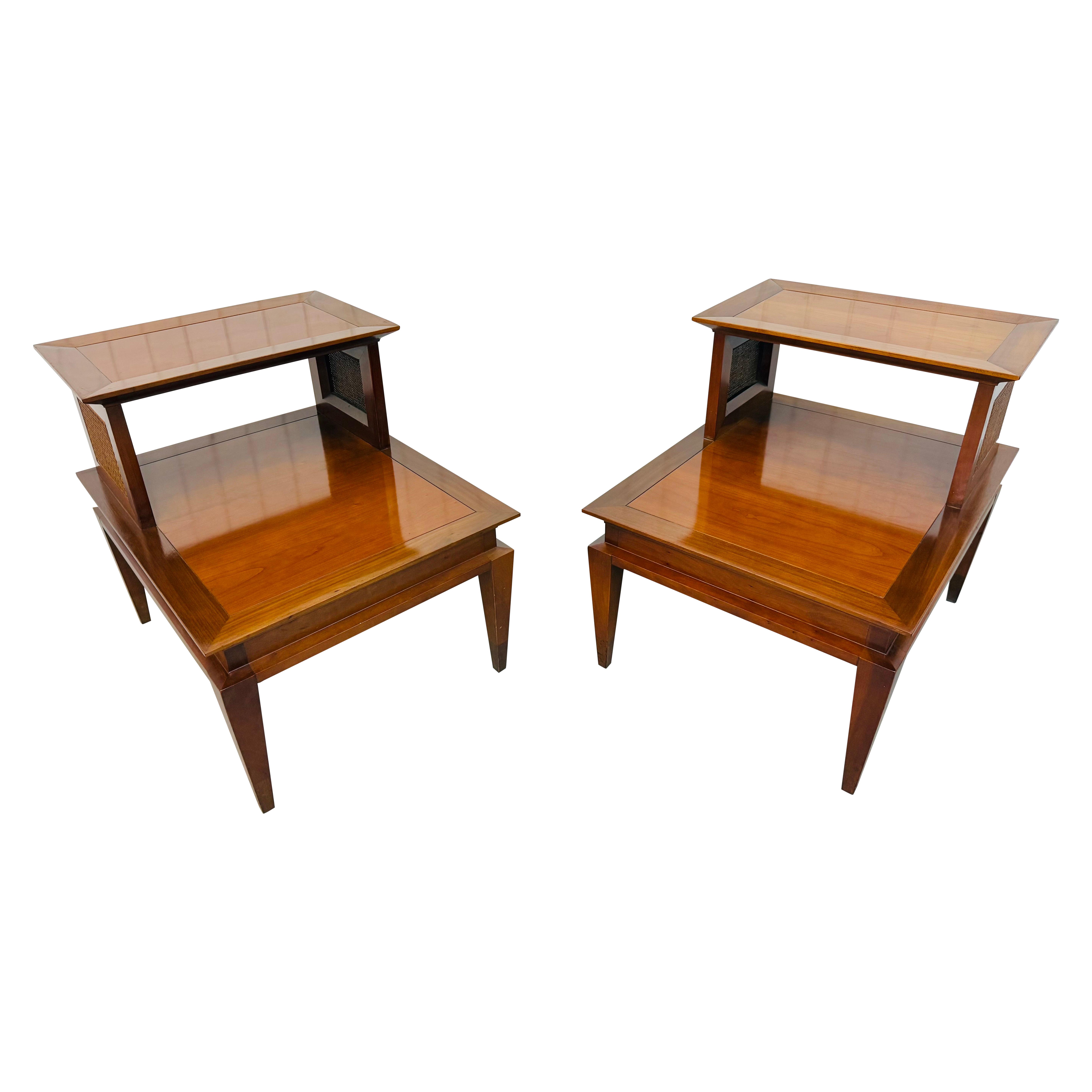 Pair of Solid Cherry Wood Side Tables For Sale at 1stDibs