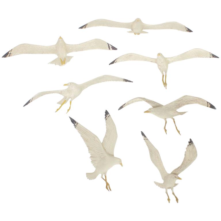 Group of Seven Cast Aluminium Painted Seagulls at 1stDibs