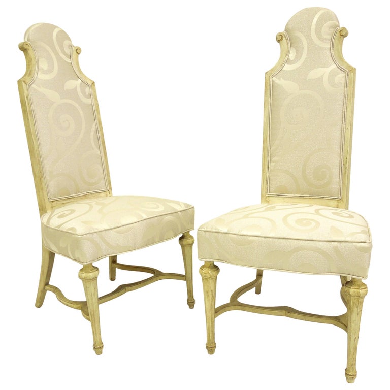 Vintage Hollywood Regency High Back Pair of Chairs at 1stDibs
