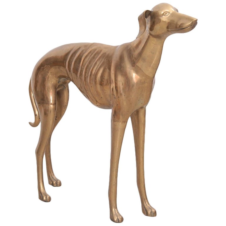 Extraordinary Huge Brass Dog or Greyhound, 1960s at 1stDibs