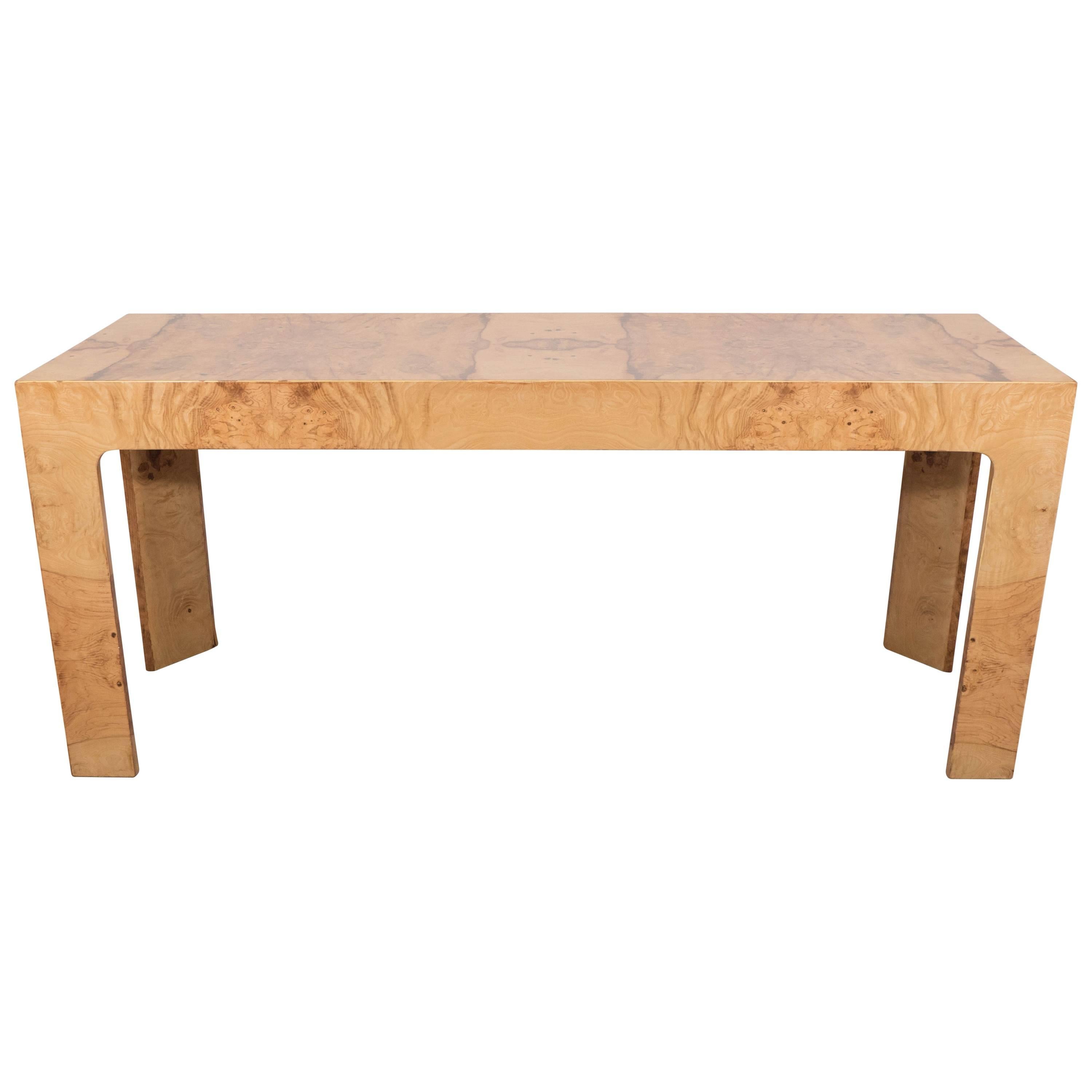 Mid-Century Burl Wood Console, Attributed to Karl Springer at 1stDibs