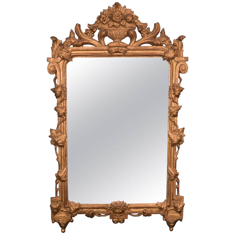 Mid-Century Italian Hollywood Regency Hand-Carved Giltwood Mirror For ...