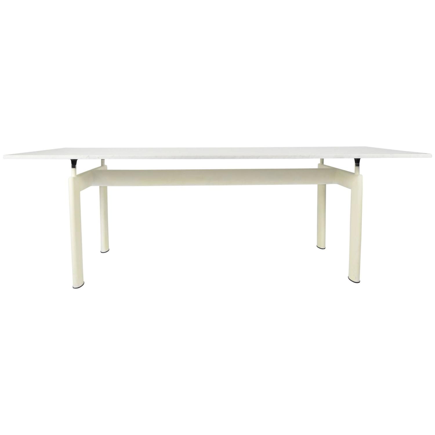 Le Corbusier LC6 Table by Cassina with White Marble Top at 1stdibs