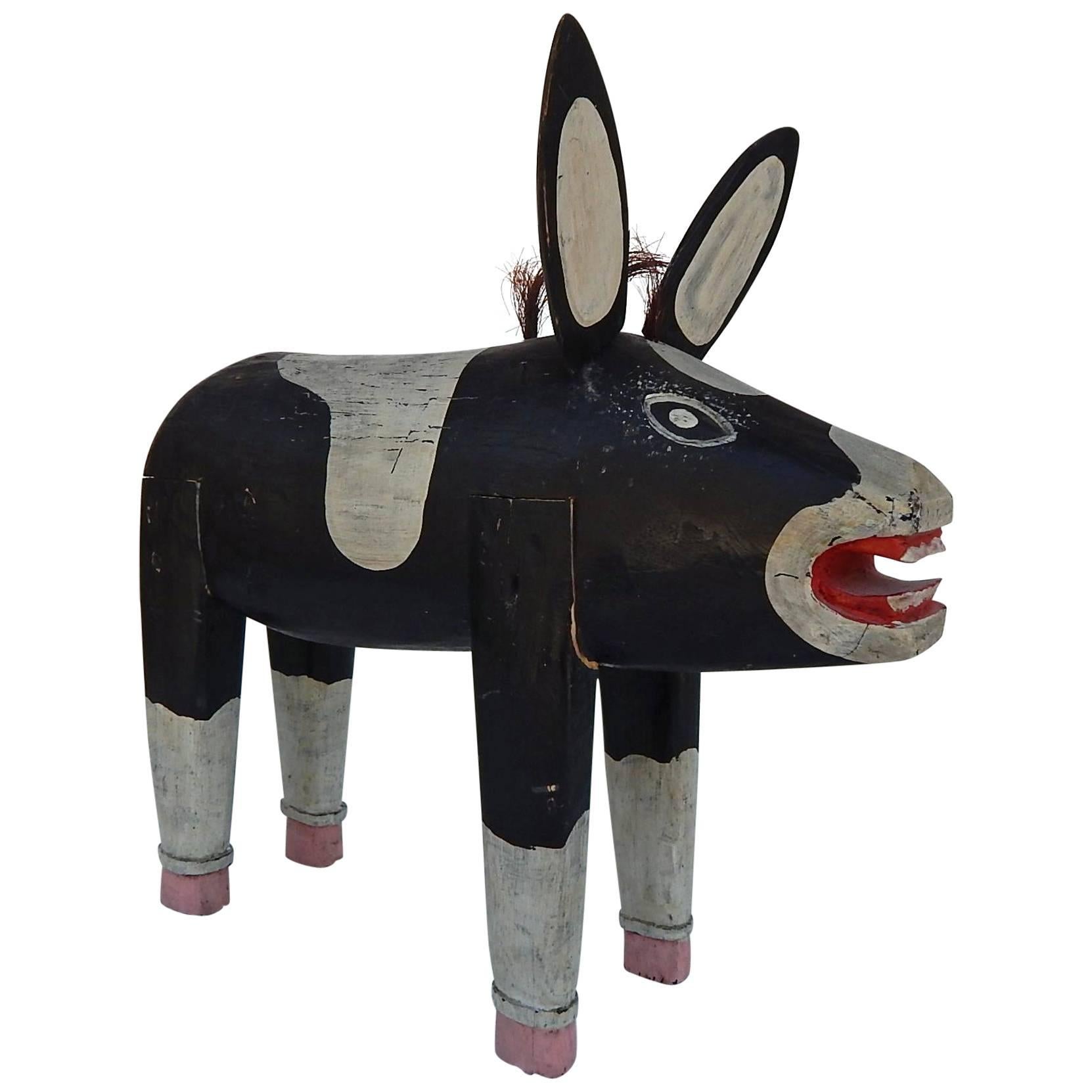 Carved Wood Donkey Sculpture - New Mexico Folk Artist Felipe Archuleta ...