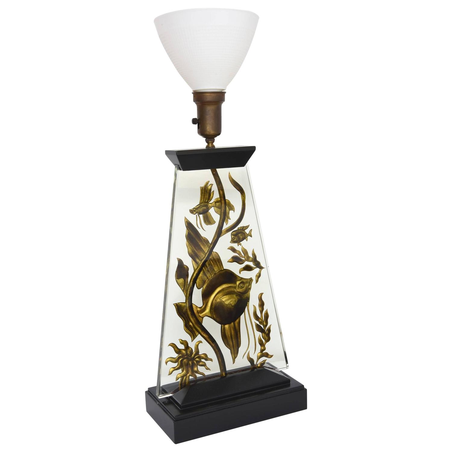 Art Deco Fish Aquarium Lamp For Sale at 1stdibs