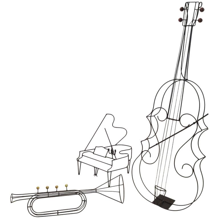 Wire Sculptural Musical Instruments by Frederick Weinberg at 1stDibs