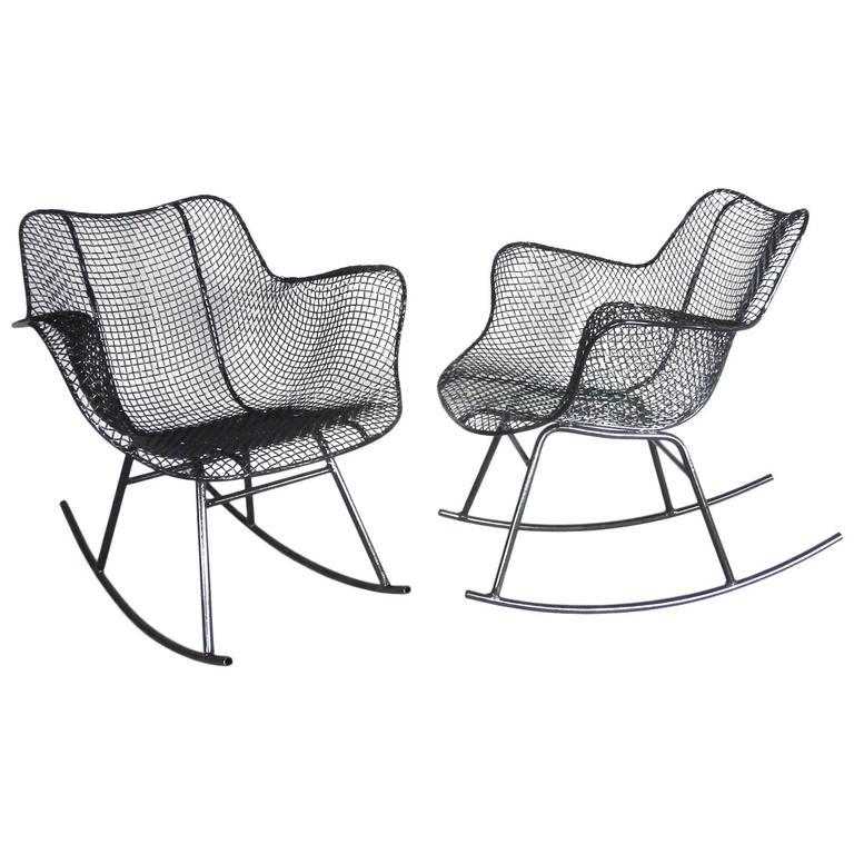 Pair of Woodard Wrought Iron Rocking Chairs at 1stDibs