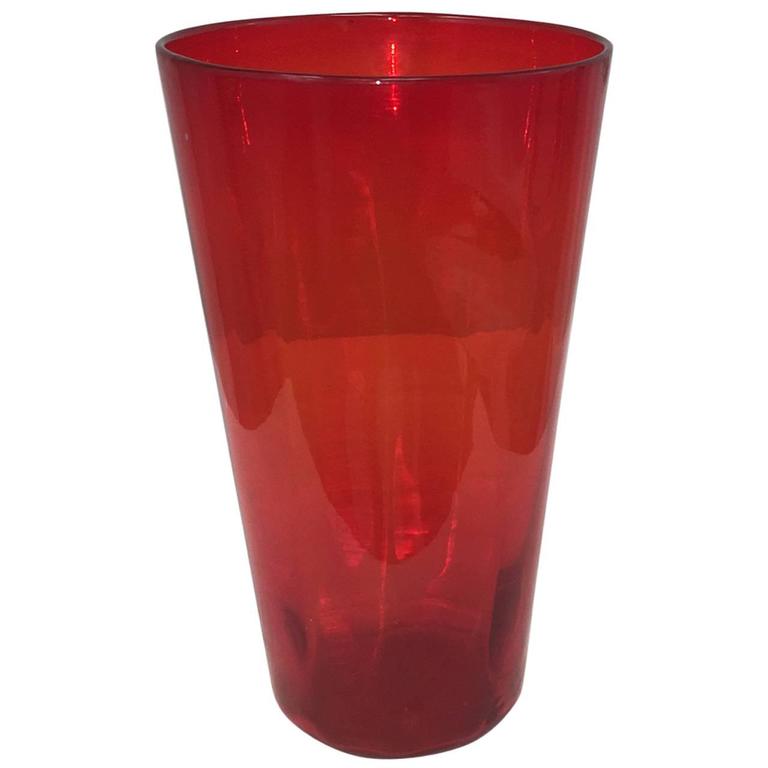 Red Blenko Vase, Mid-Century Modern at 1stDibs