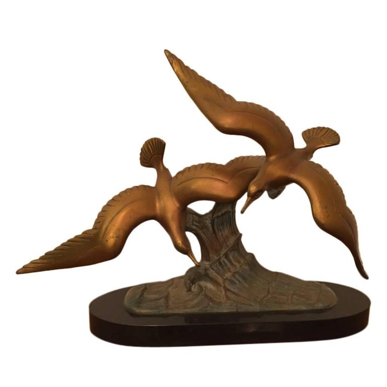 French Art Deco Bronze Bird Sculpture For Sale at 1stDibs