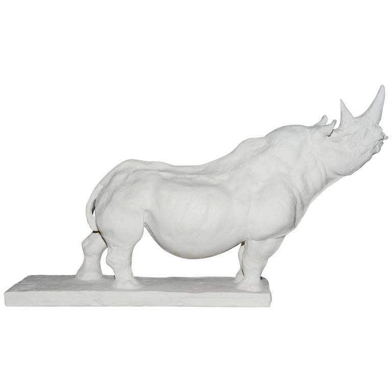 Sculpture Rhinoceros in Plaster Limited Edition 45/100 by J.B Vandame ...