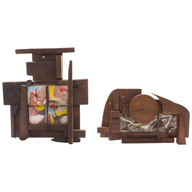 Lee Porzio and Allen Ditson Tile and Walnut Assemblages at 1stDibs