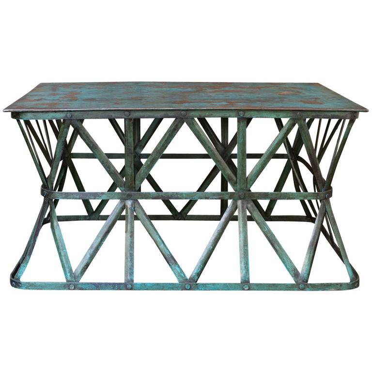 Copper Verdigris Patinated Coffee Table at 1stDibs