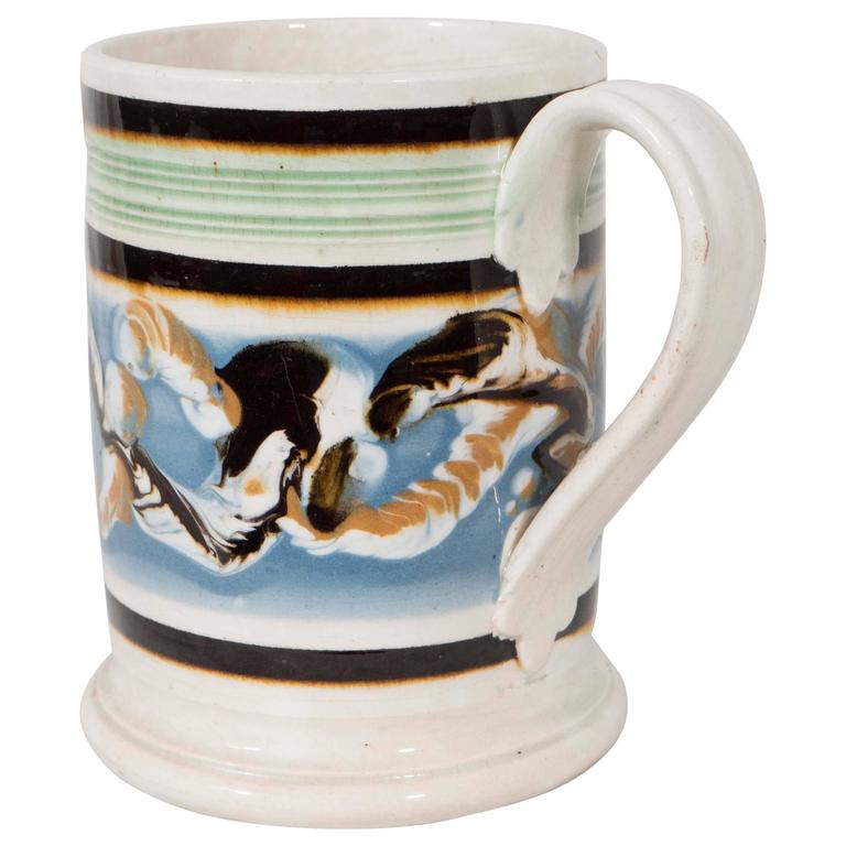 Antique Mocha Ware Mug with Double Cable 'Earthworm' Decoration at 1stDibs
