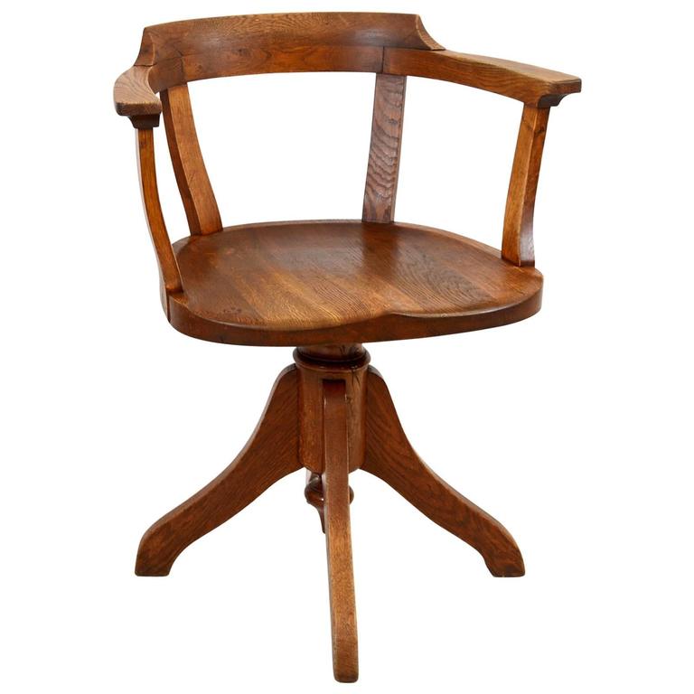 Oak Swedish Swivel Post Office Chair For Sale at 1stDibs