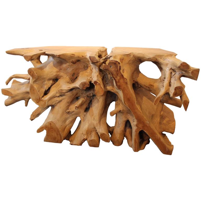 Teak Root Console at 1stDibs | teak root console table