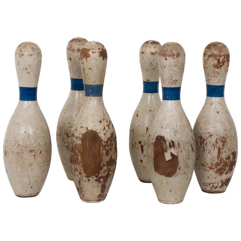 Antique Bowling Pins, Set of Six at 1stDibs