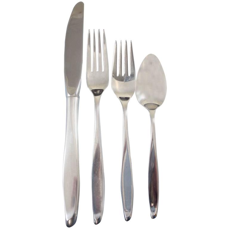 Gossamer By Gorham Sterling Silver Flatware Set For 12 Service 90 Pieces Modern For Sale At 1stdibs