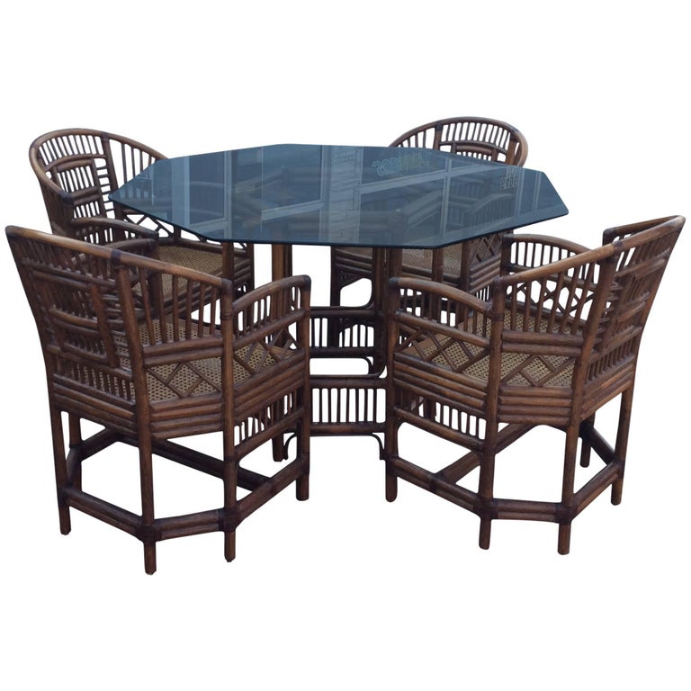 Brighton Style Rattan Dining Set Game Table Chinese Chippendale Four ...