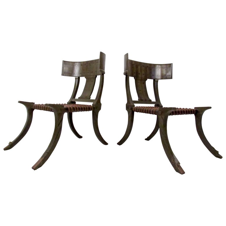 Pair of Snake Skin Klismos Chairs after Robsjohn-Gibbings For Sale at ...