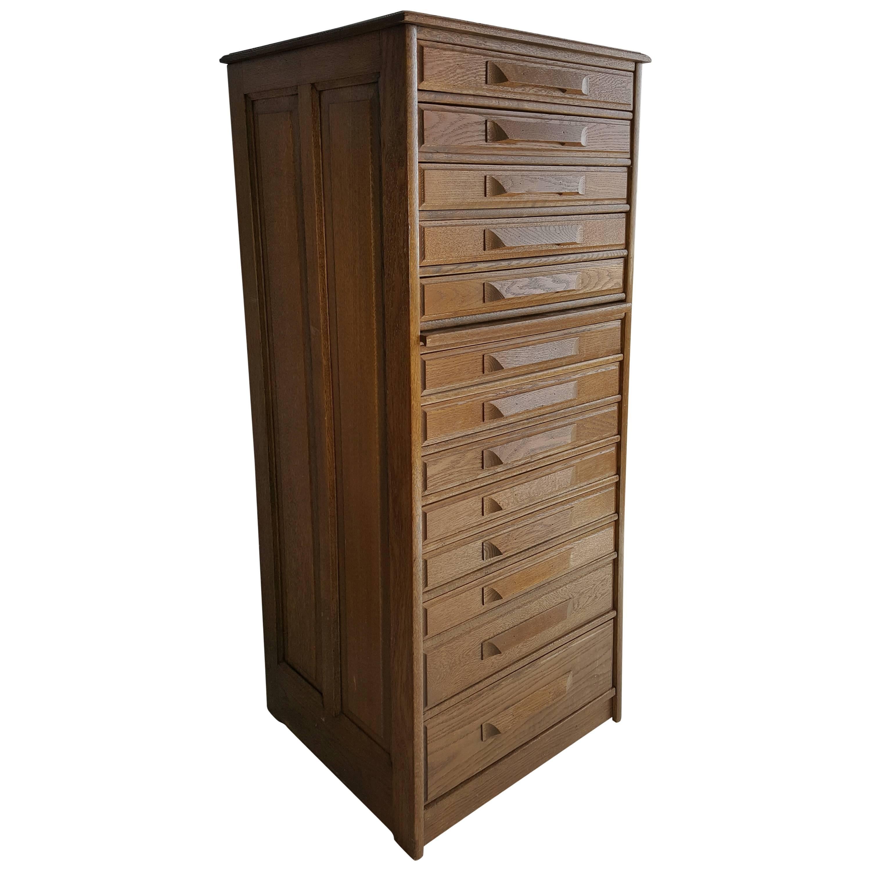 Oak Industrial 13 Drawer Flat File.Architects, , map.pull out writing ...