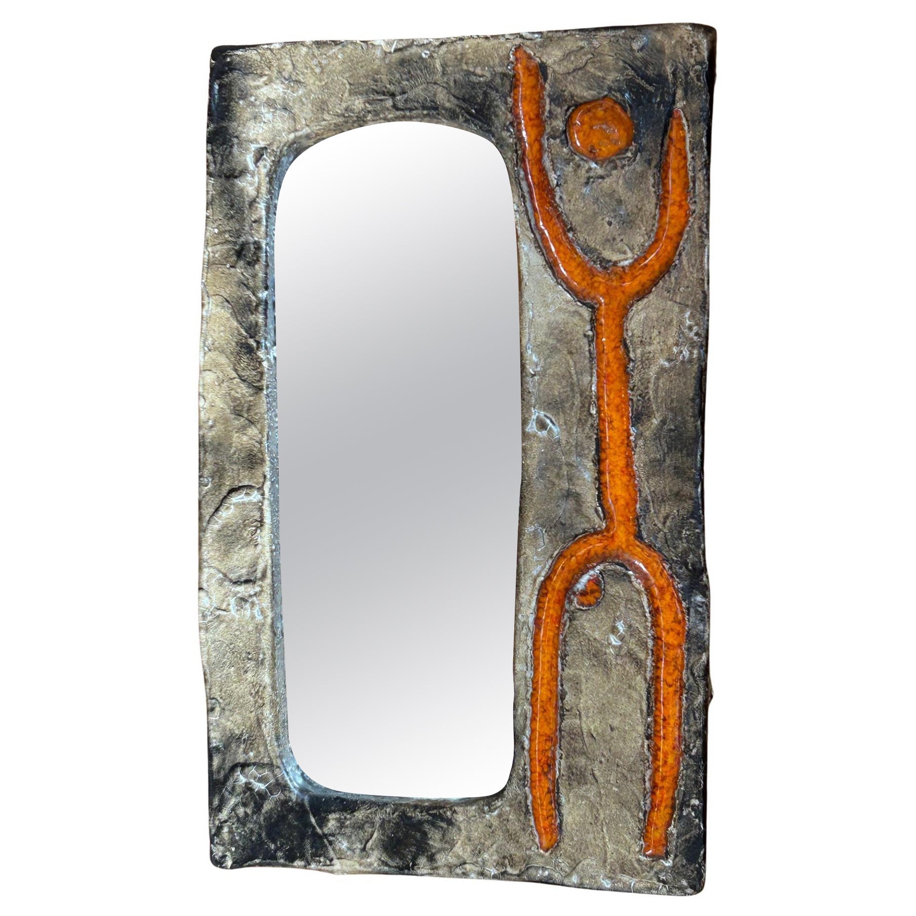 Ceramic mirror by Albert Thiry, France, 1960's For Sale at 1stDibs