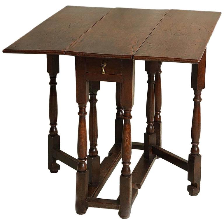 Unusual 18th Century Square Oak Gateleg Table at 1stDibs