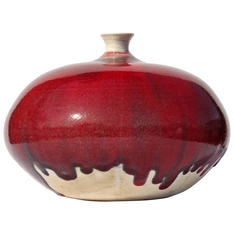 Mid-Century Modernist Glazed Ceramic Vase by Broudo at 1stDibs
