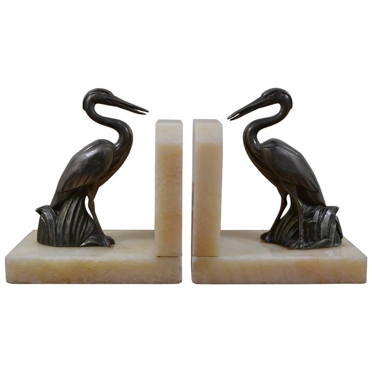 Pair of Art Deco Heron Birds Bookends at 1stDibs