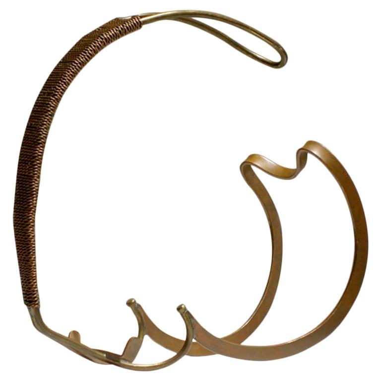 Mid Century Wine Holder in Copper and Rope at 1stDibs