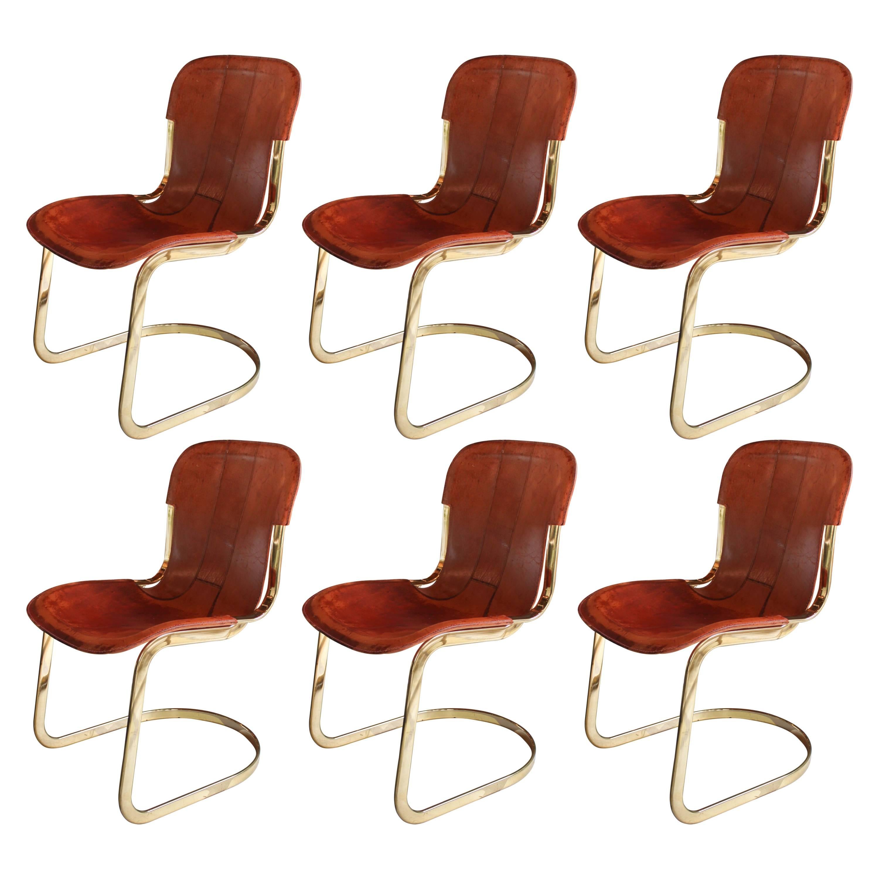 Set of Six Italian Leather Dining Chairs Marked Cidue at 1stDibs ...