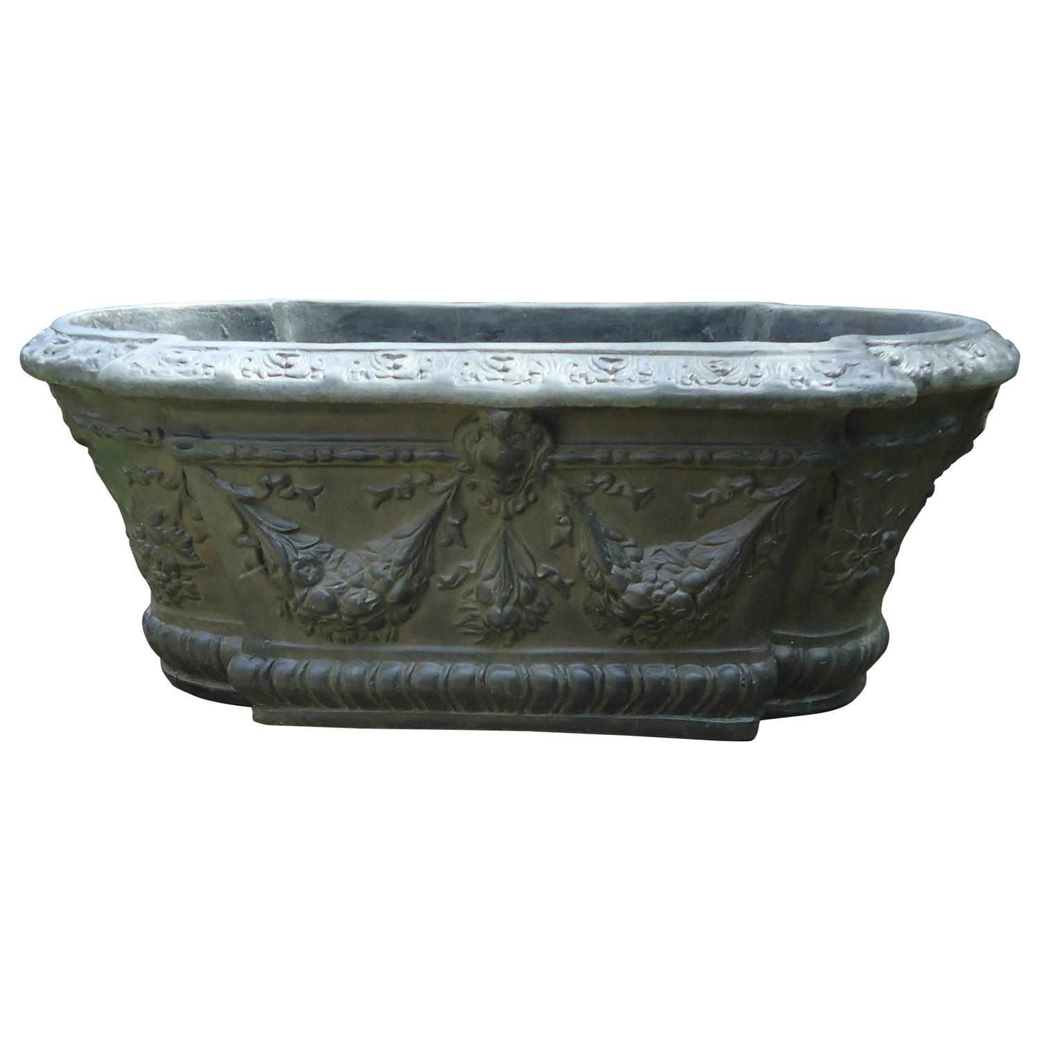 Faux Black Iron Fiberglass and Resin Oval French Style Planter at 1stdibs
