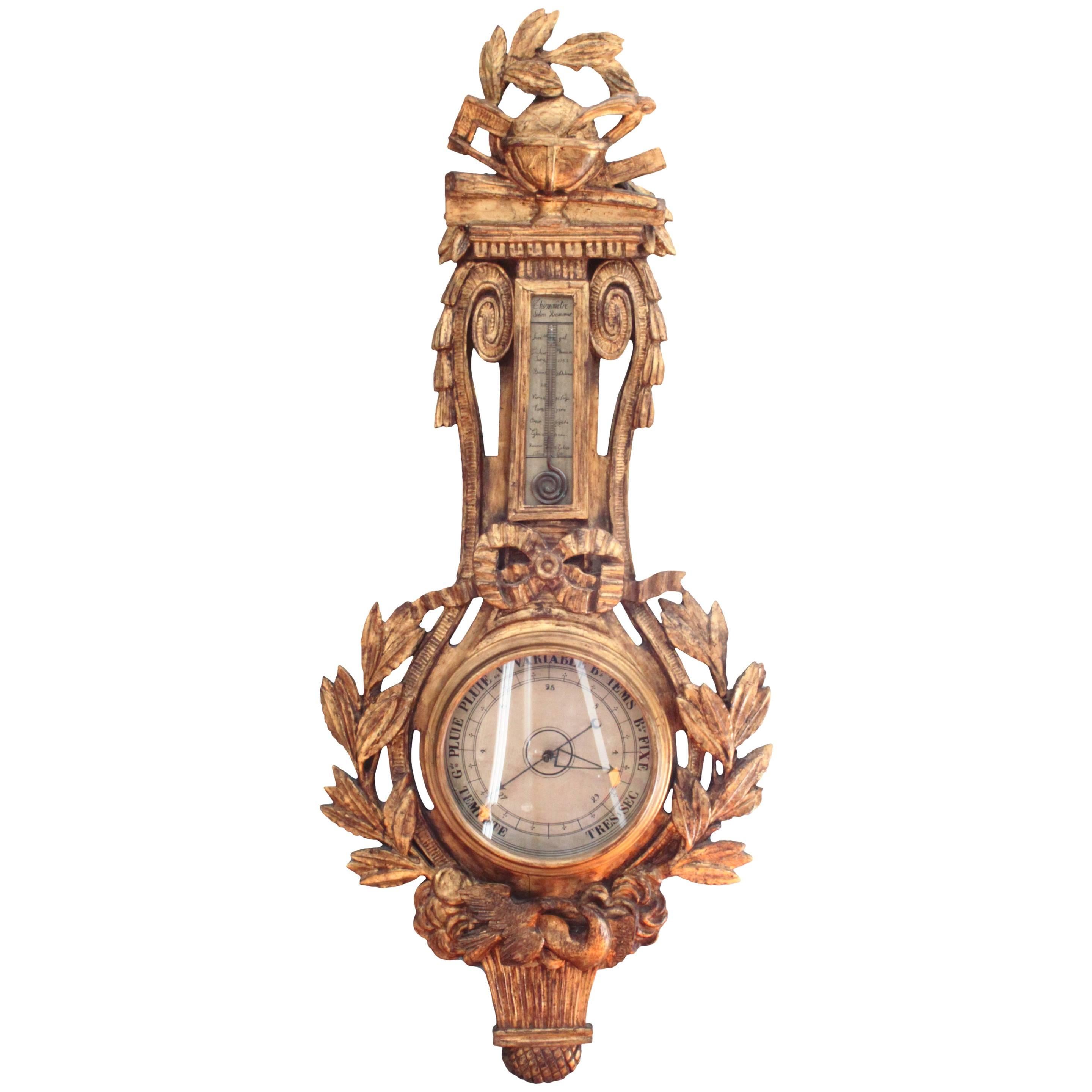 Antique French Giltwood Barometer at 1stDibs | french barometer