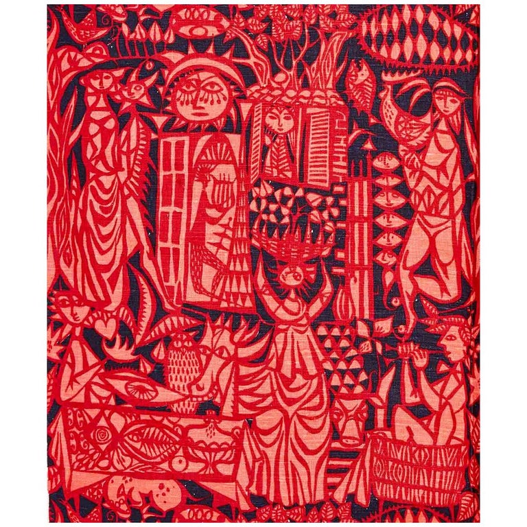 "Comedia" Textile by Stig Lindberg For Sale at 1stDibs