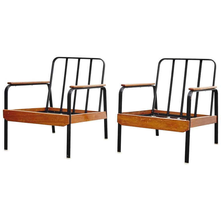 Pair of French Easy Chairs after Jean Prouve For Sale at 1stDibs