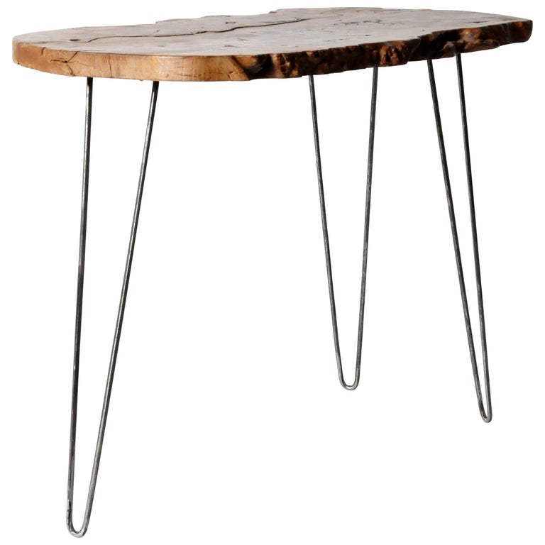 Reclaimed Walnut Slab Side Table For Sale at 1stDibs