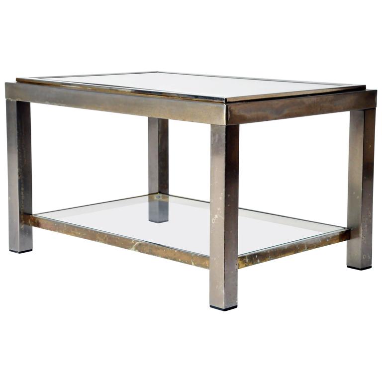 Mid-Century Modern Two-Tier Corner Coffee or End Table at 1stdibs