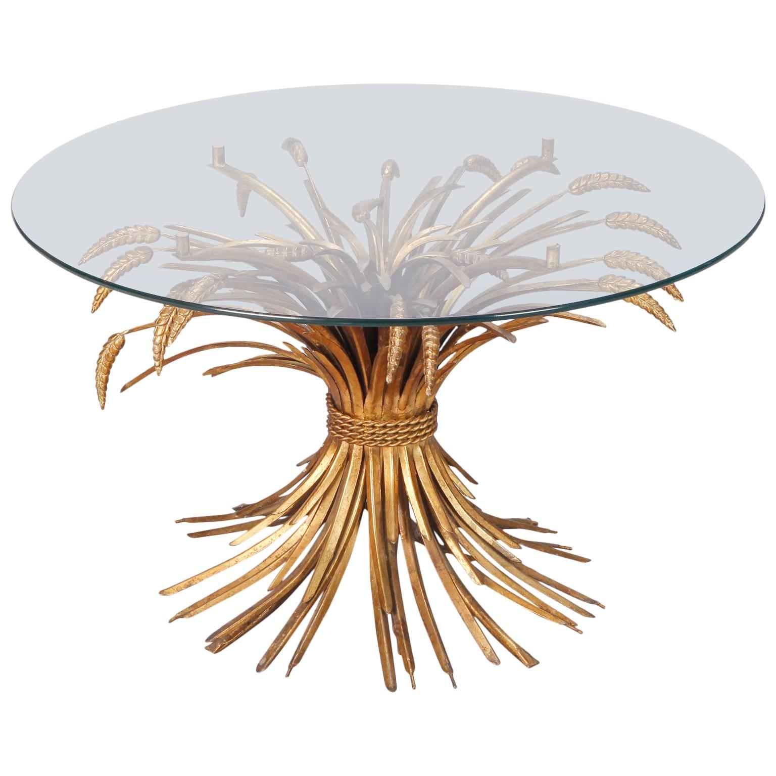 Midcentury Italian Gilt Metal Wheat Sheaf Table at 1stDibs
