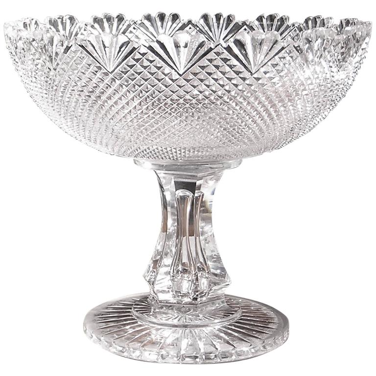 Irish Cut Crystal Pedestal Compote, Circa 1780 at 1stDibs