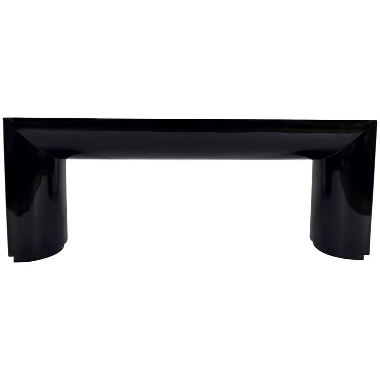 Jay Spectre Console Table in High-Gloss Black Lacquer at 1stDibs