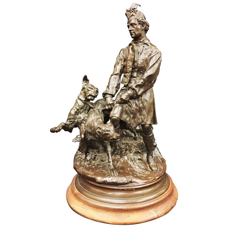P. J. Mene Bronze Highlander Houndsman at 1stDibs | p.j. mene reproductions