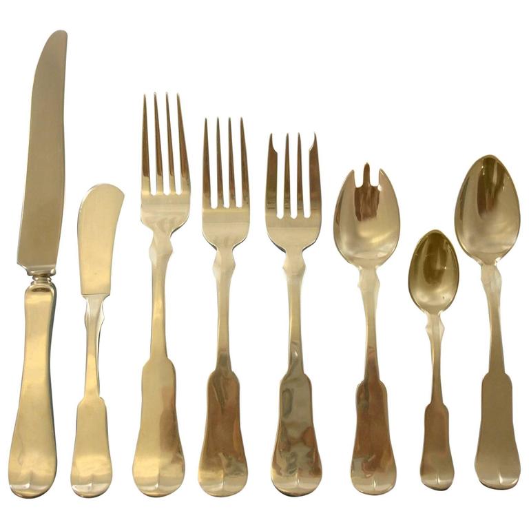 Fiddle by Lewis Wise Sterling Silver Flatware Set Service Hand-Wrought ...