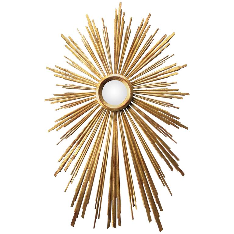 Large and Vibrant Italian Giltwood Starburst Mirror with Radiating ...