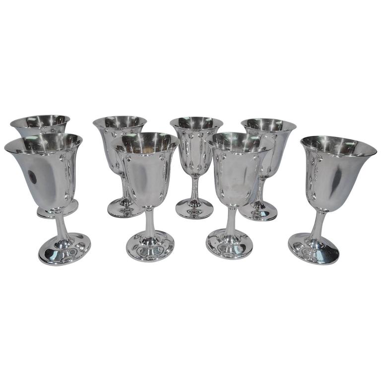 Set of Eight American Sterling Silver Water Goblets For Sale at 1stdibs