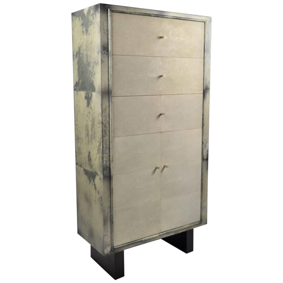 Shagreen Light Grey Parchment Cabinet at 1stDibs
